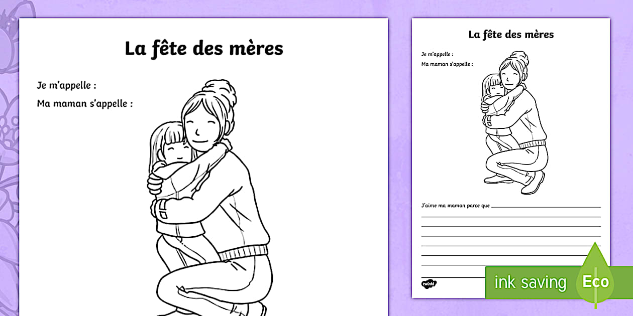 Feuille d'activité : Ecriture - La fête des mères
