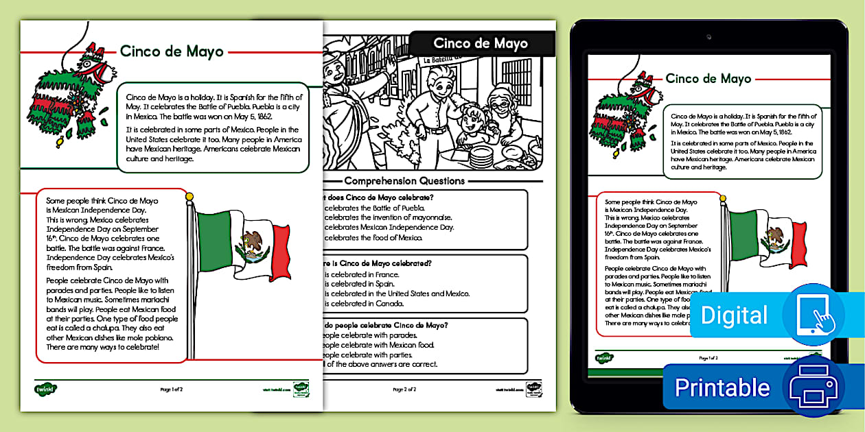 Cinco de Mayo Reading Passage for 2nd Grade | Twinkl USA