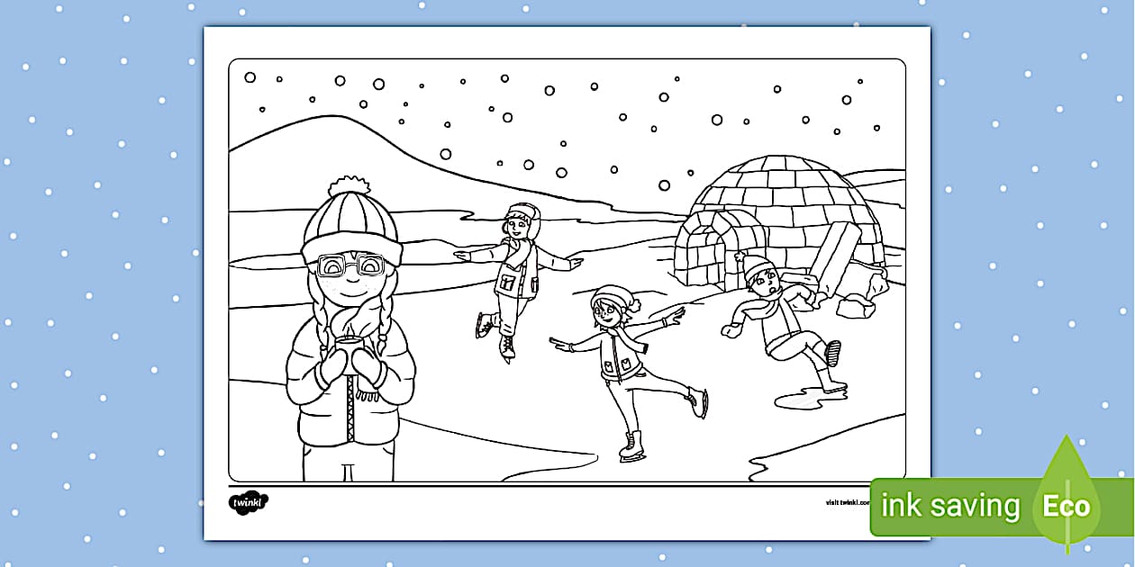 Ice-Themed Scene Colouring Page (teacher made) - Twinkl