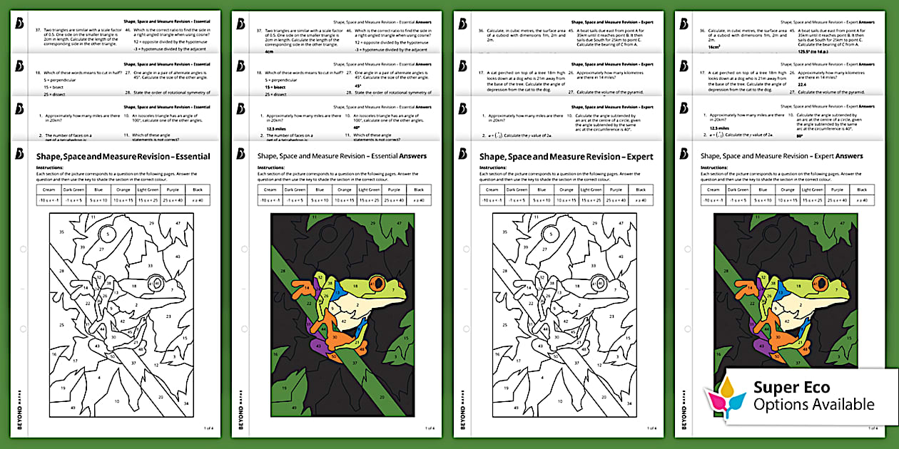 GCSE Shape, Space and Measure Revision Colour by Number