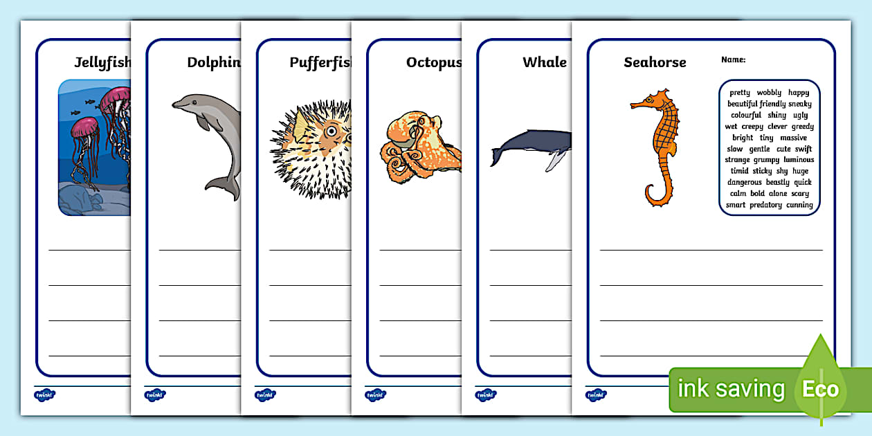 Describe the Sea Creatures - Writing Template - Twinkl