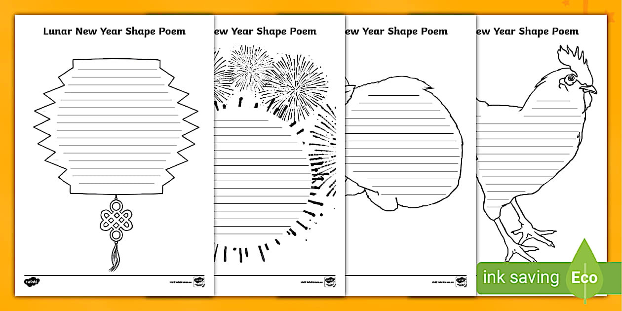 Lunar New Year Shape Poem Writing Template (teacher made)