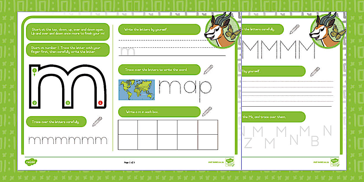 Grade 1 Letter Formation Mats - Mm (teacher made) - Twinkl