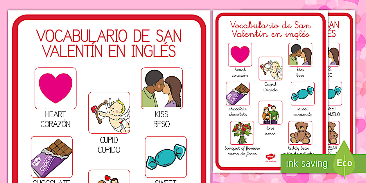 A1 Póster de vocabulario: San Valentín en inglés