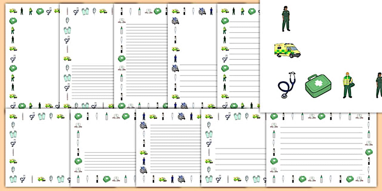 Editable Hospital Page Borders (teacher made) - Twinkl