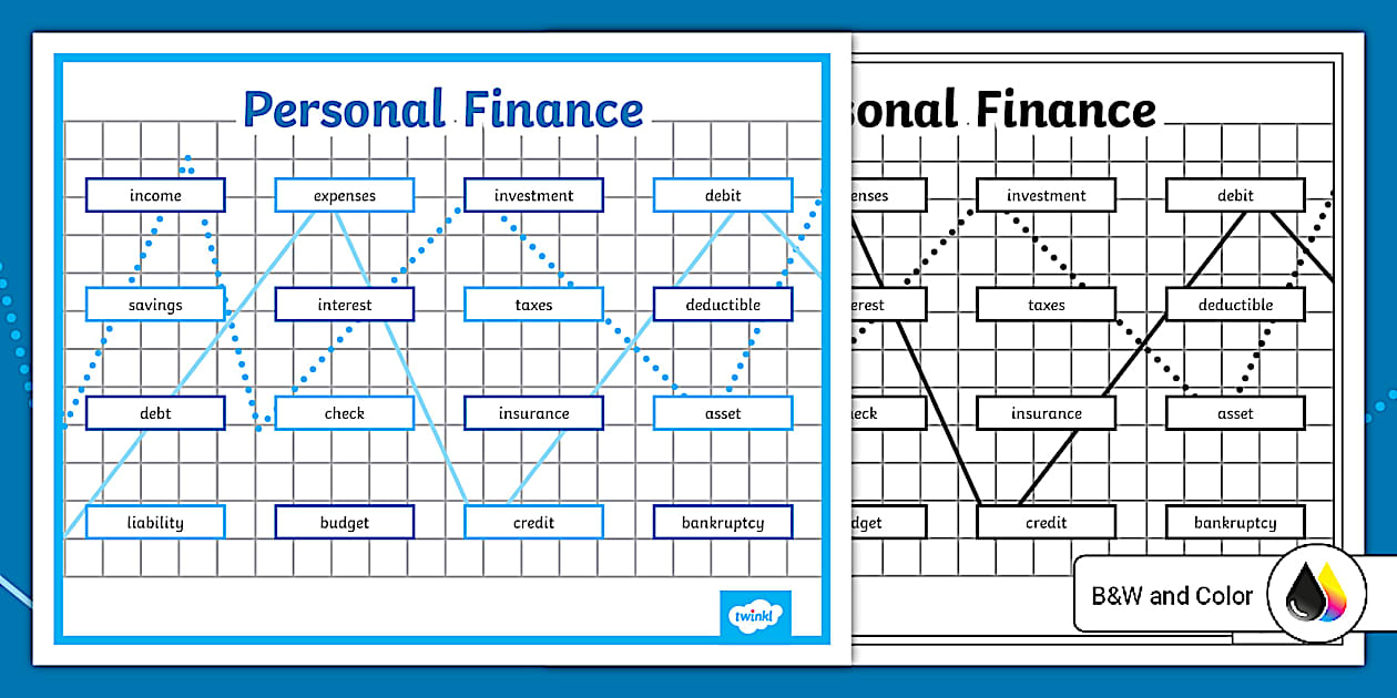 Personal Finance Vocabulary Mat for 6th-8th Grade - Twinkl
