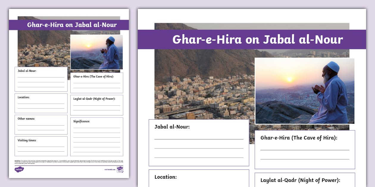 Ghar-e-Hira on Jabal al-Nour Fact File Template - Twinkl