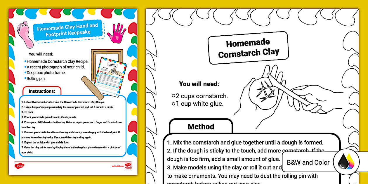 Clay Hand and Footprint Keepsake Worksheet (Teacher-Made)