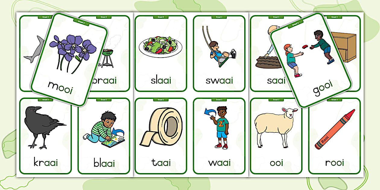Graad 3 Klanke -aai en -ooi Flitskaarte - Twinkl