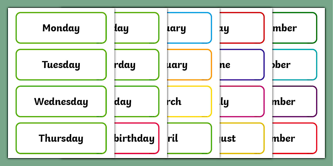 Days of the Week & Months of the Year Labels | Twinkl
