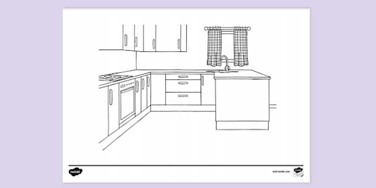 Colouring Page of Kitchen | KS1 Resources | Twinkl - Twinkl