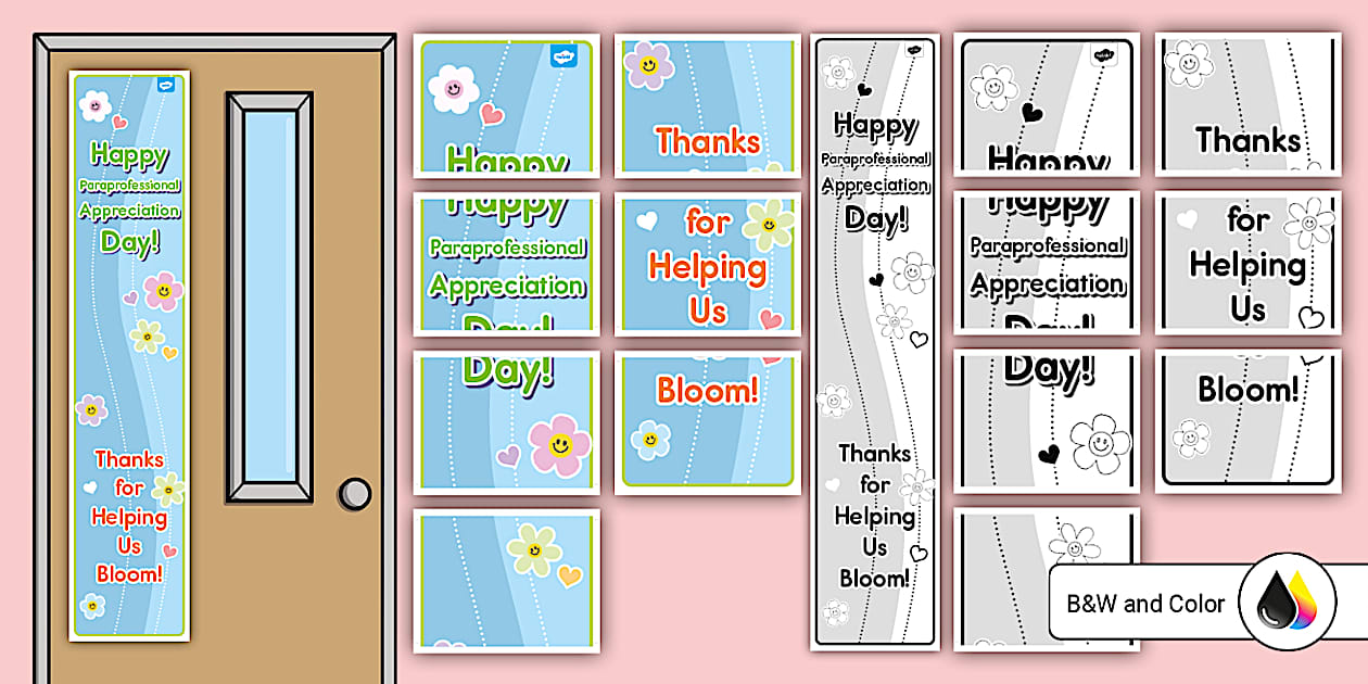 Paraprofessional Thanks For Helping Us Bloom Door Banner