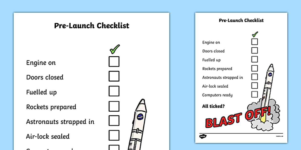 Space Travel Pre Launch Checklist (Teacher-Made) - Twinkl