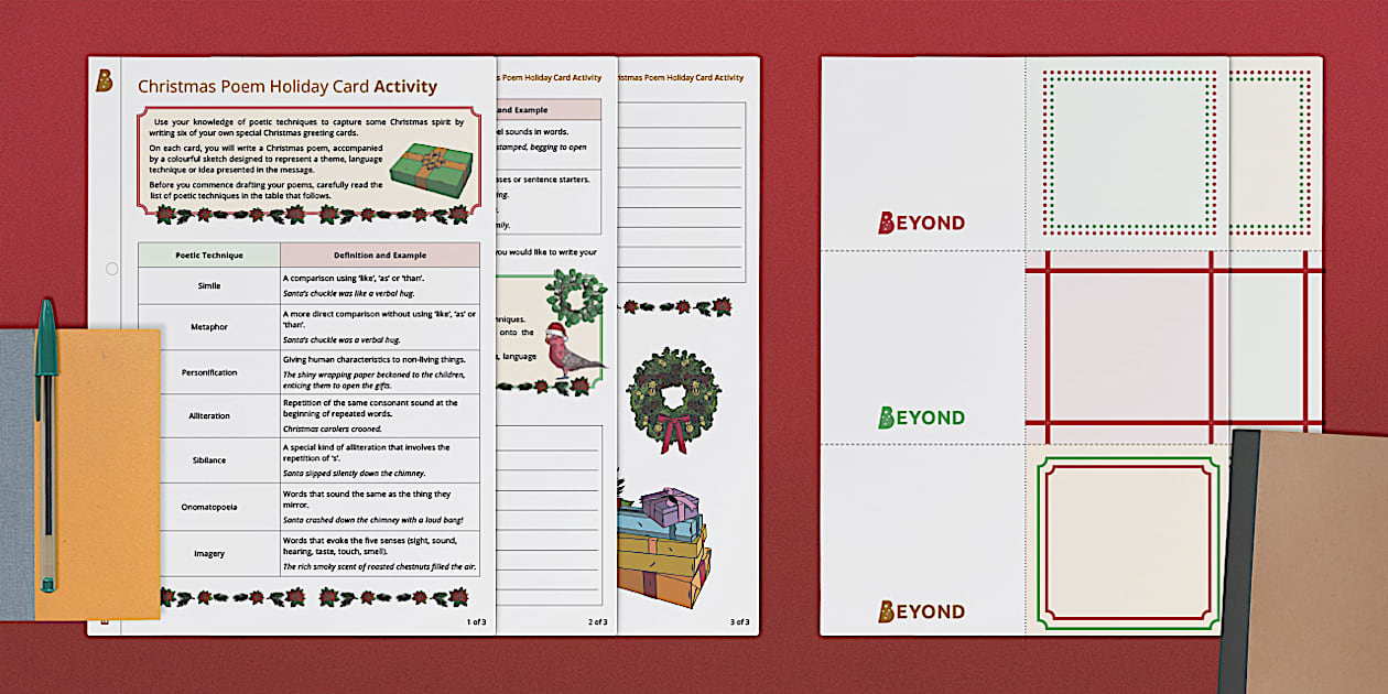 Christmas Poem Holiday Card Activity (teacher made) - Twinkl