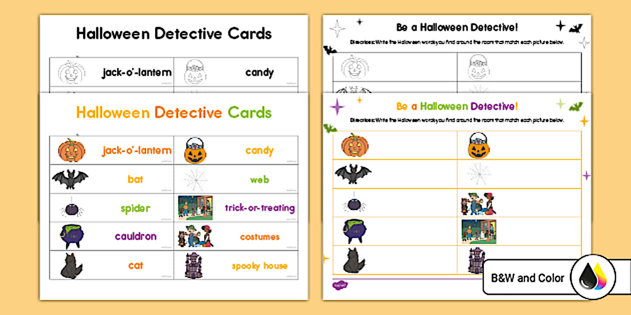 Halloween Read and Write the Room Activity Worksheet