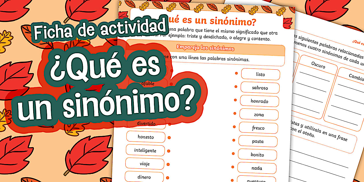 Ficha de actividad: Empareja los sinónimos de otoño