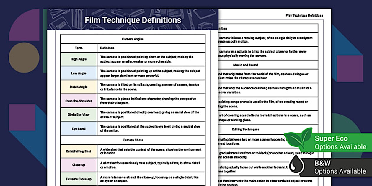Film Technique Definitions