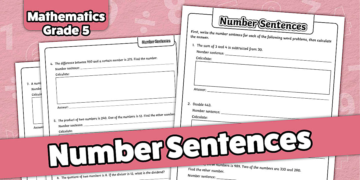 Grade 5 Mathematics – Term 1 – Number Sentences – Activity Sheet (CAPS