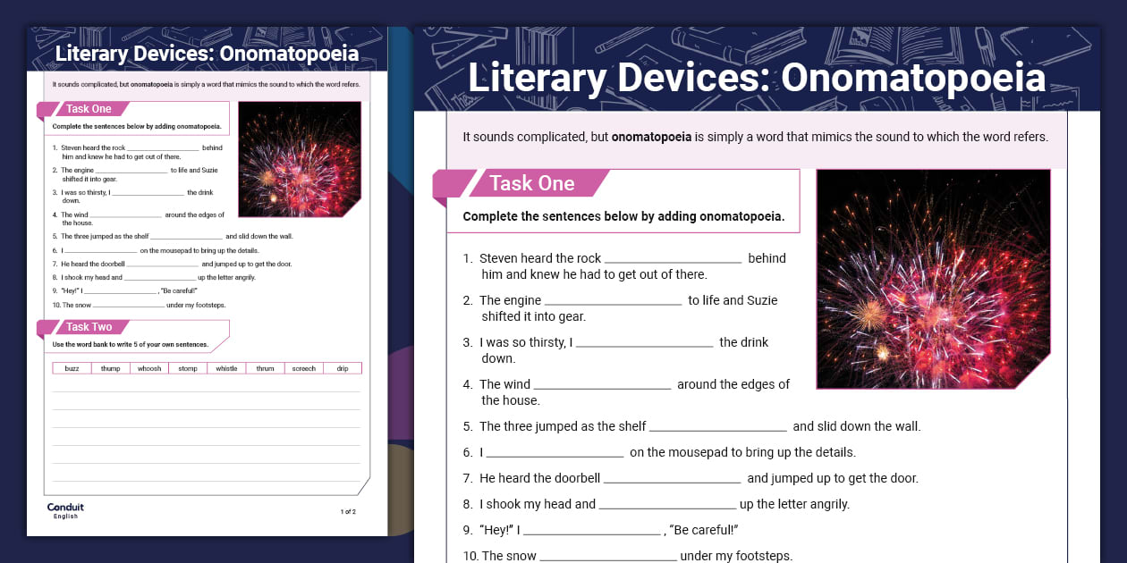 Literary Devices: Onomatopoeia (teacher made) - Twinkl