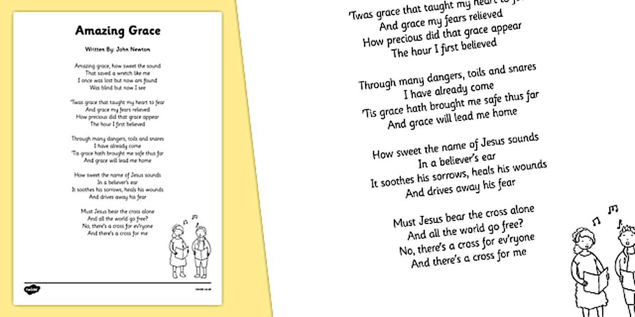 Amazing Grace Hymn Lyric Sheet (teacher made) - Twinkl