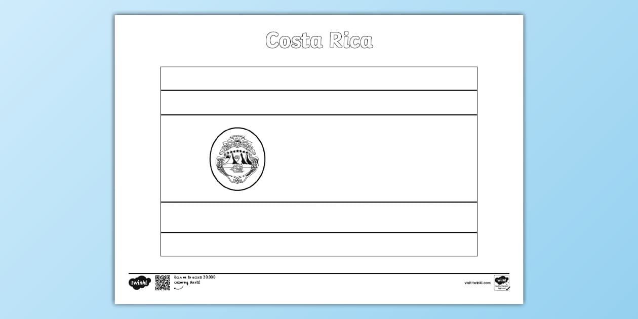 Costa Rica Flag Colouring - Twinkl Geography (Teacher-Made)