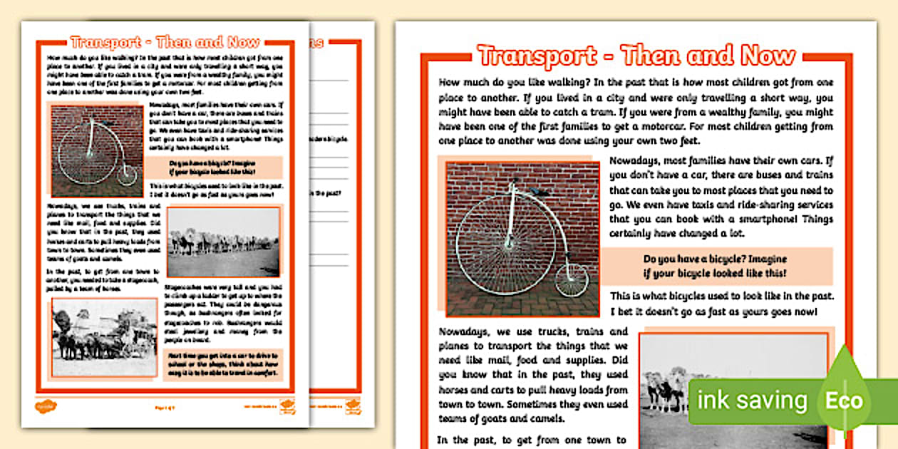 Transport Then and Now Worksheet | Primary Resources