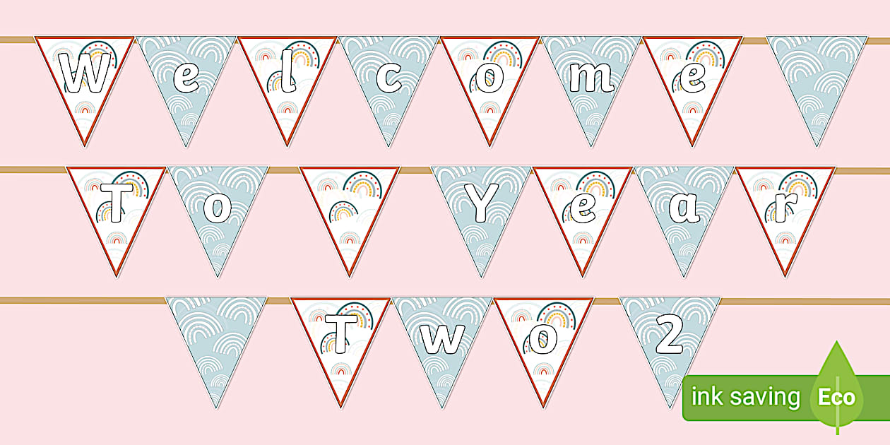 Editable Welcome to Year Two Bunting (teacher made) - Twinkl