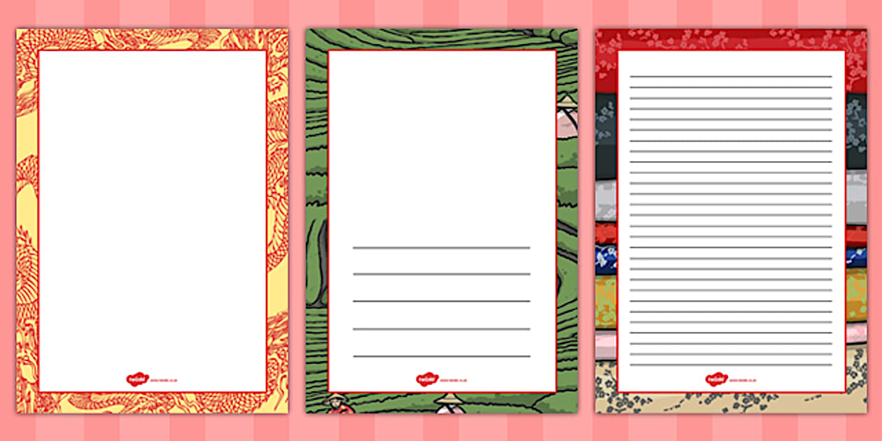 Editable Let's Go to China Page Borders (teacher made)