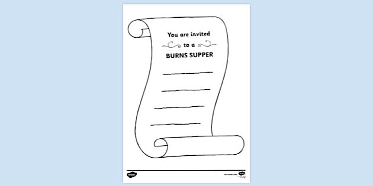 Burns Supper Invitation Colouring Sheet (teacher made)