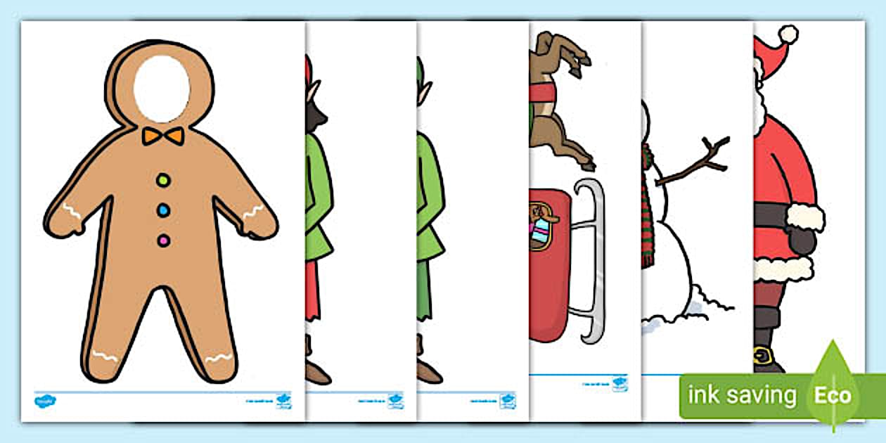 Face Cut Out Christmas Cards - Editable Characters - Twinkl