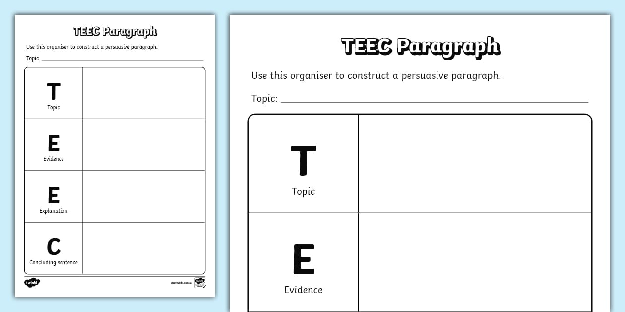TEEC Paragraph Organiser (teacher made) - Twinkl