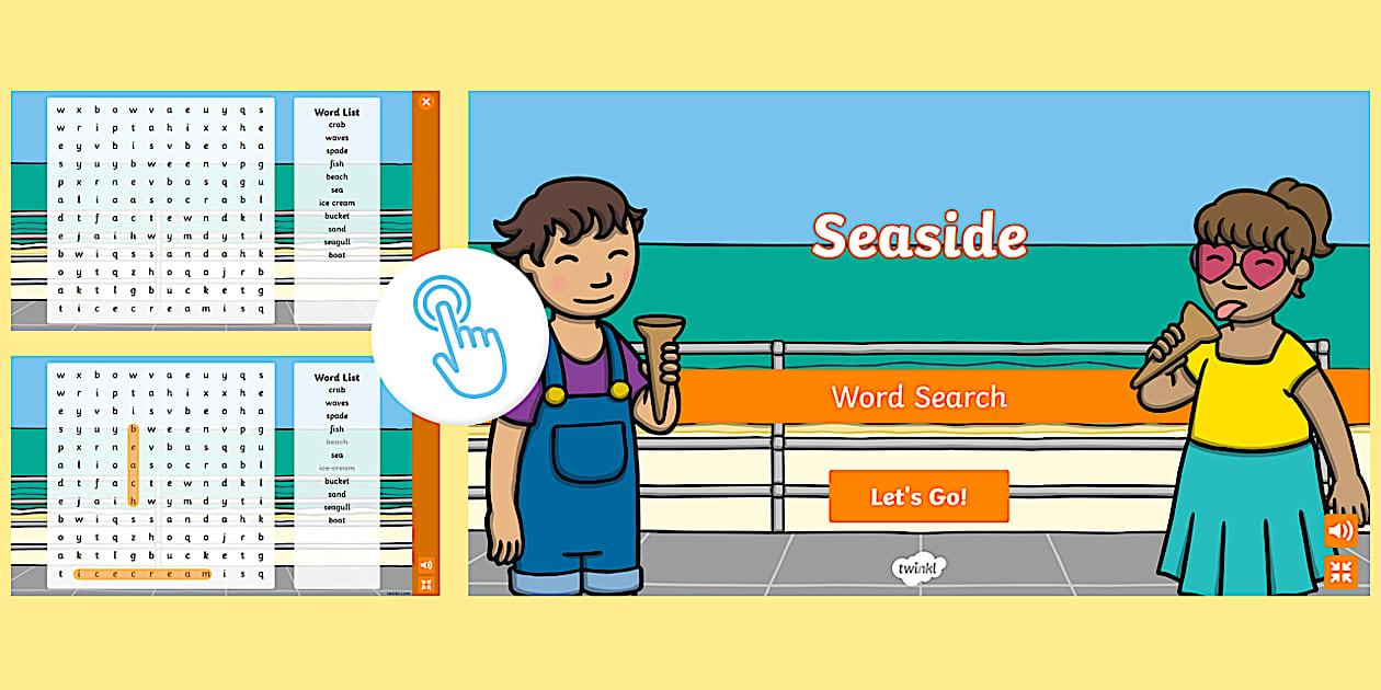 Interactive Games | Geography | Seaside Word Search - Twinkl