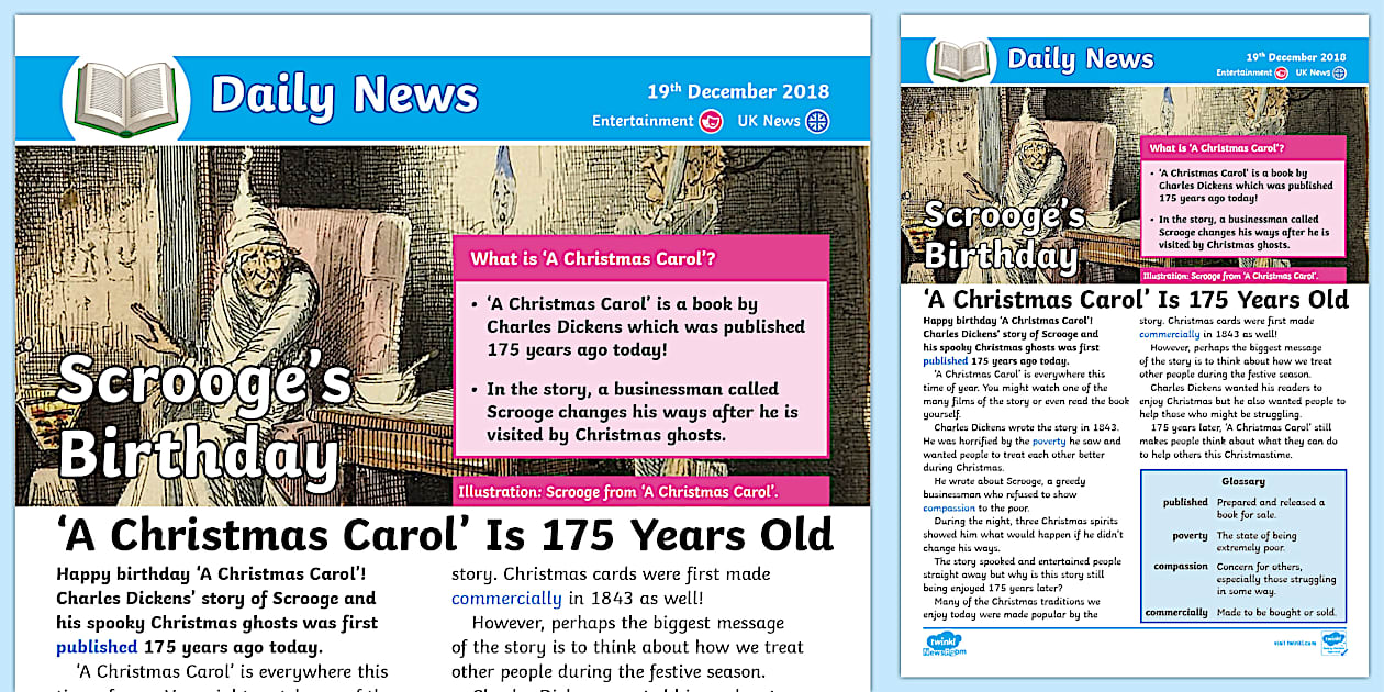 LKS2 'A Christmas Carol' Daily News Story (Teacher-Made)