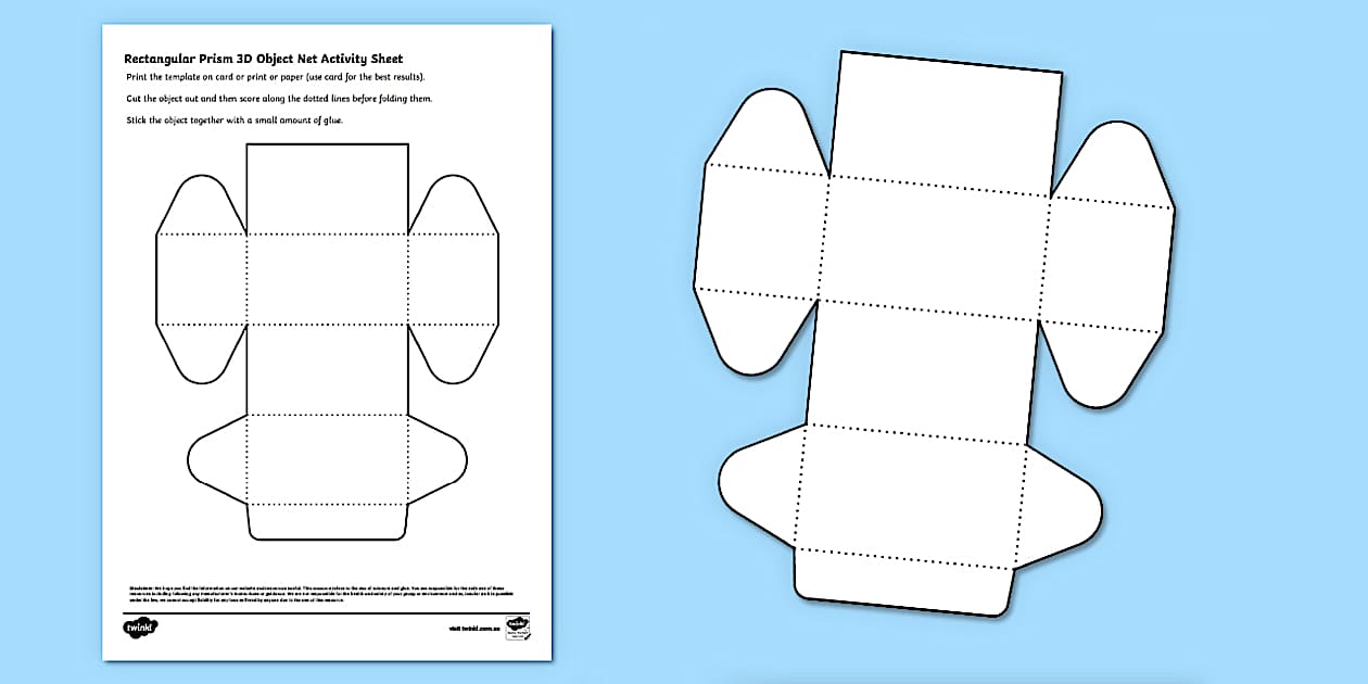 Rectangular Prism 3D Object Net Worksheet - Twinkl Aus