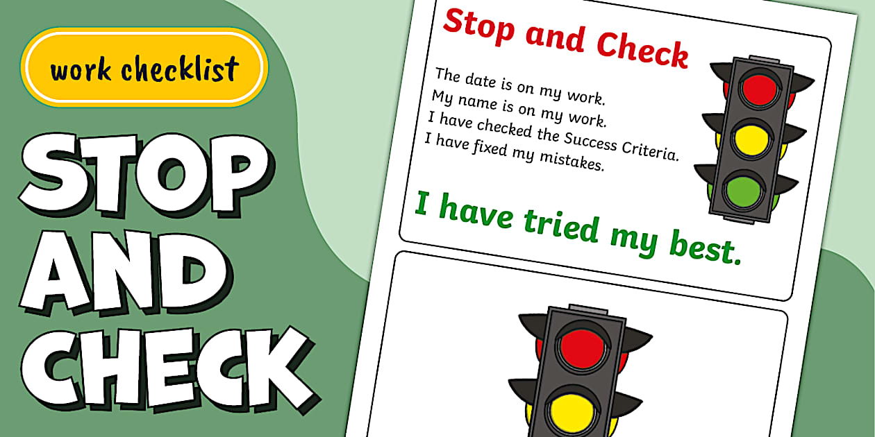 Stop and Check work checklist - display lettering