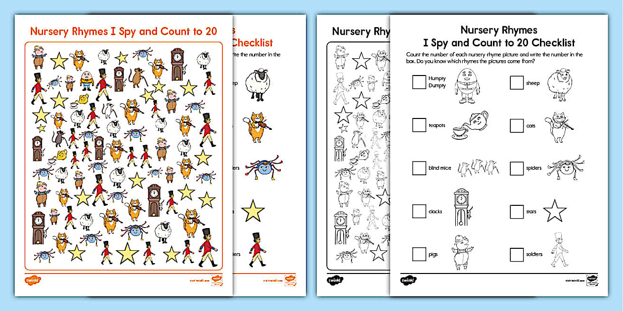 Nursery Rhymes I Spy and Count to 20 Activity (teacher made)