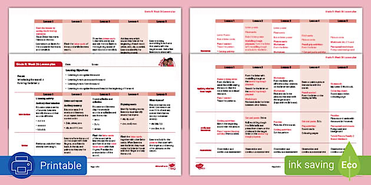 Gr. R Phonics: Z Lesson Plan Week 26 (teacher made) - Twinkl
