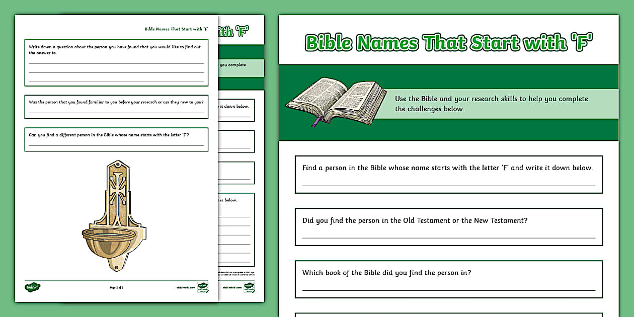 Bible Names That Start with 'F' Activity Sheet - Twinkl