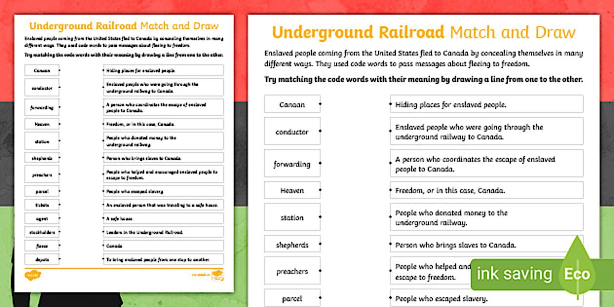 Underground Railroad Codes Worksheet - Twinkl