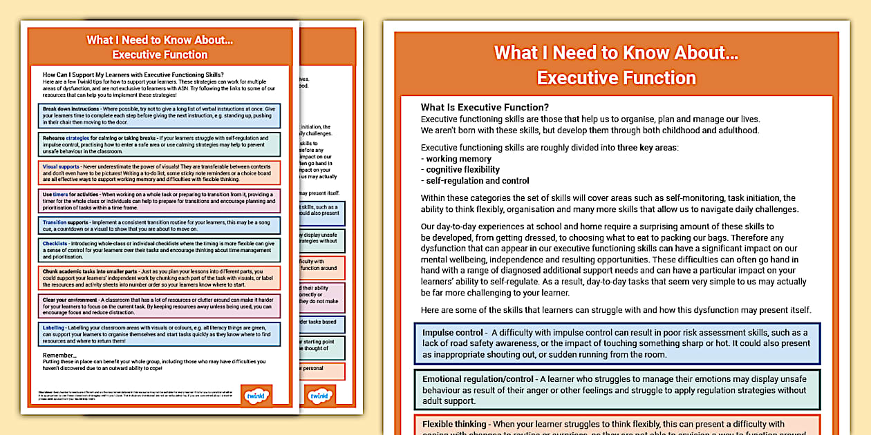 What I Need to Know About... Executive Function - Twinkl