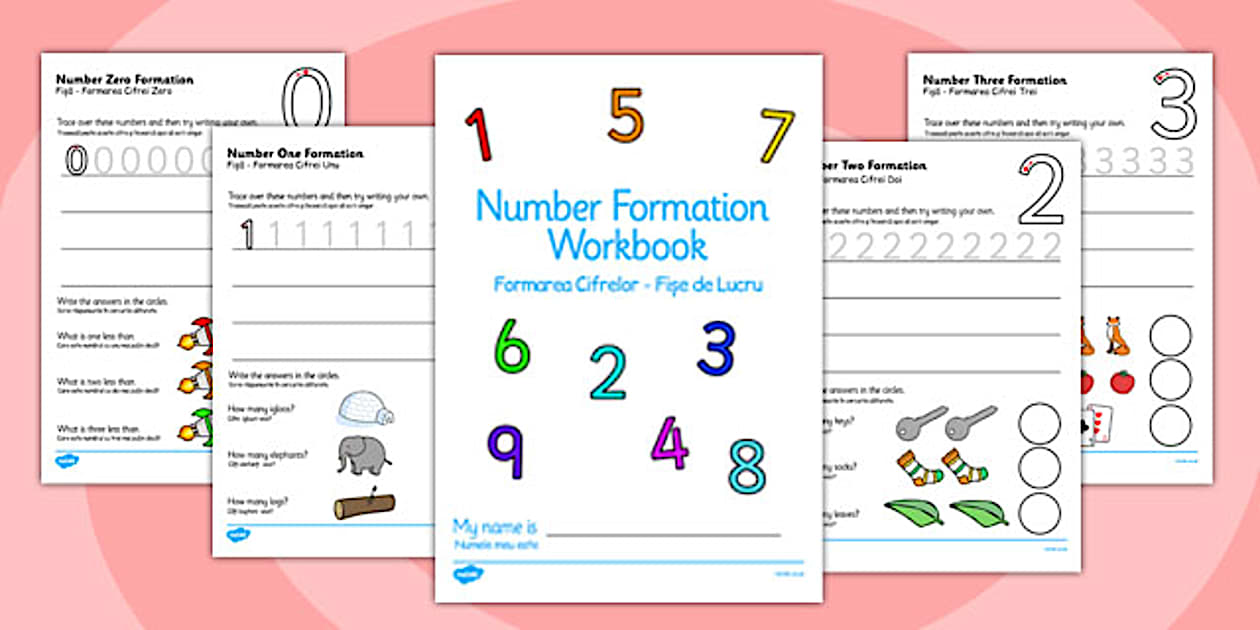 Number Formation Workbook Romanian Translation - Twinkl