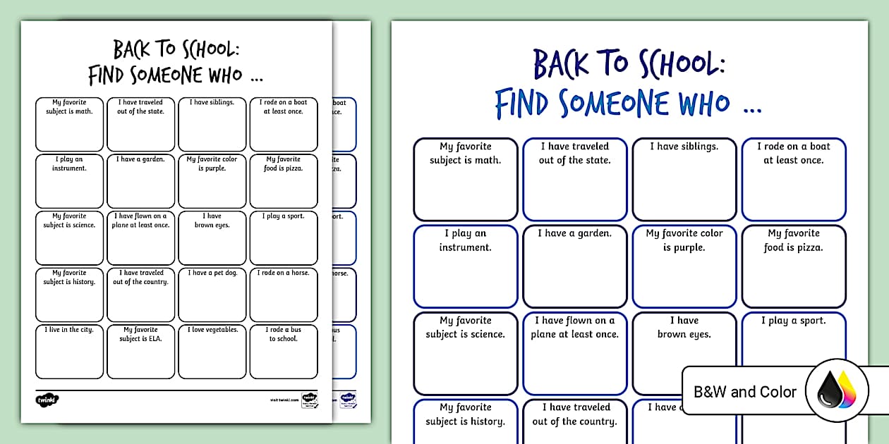 Back to School Bingo Game: "Find Someone Who" | Twinkl USA