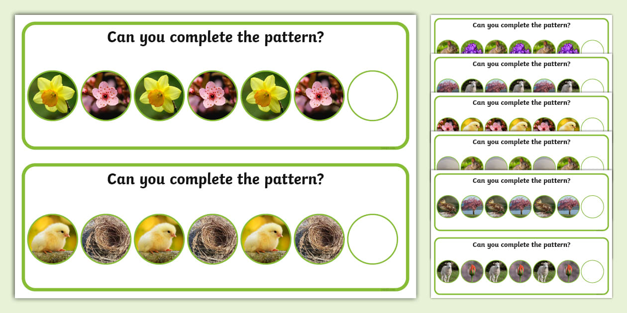 Spring Repeating Patterns Cards (l'enseignant a fait)