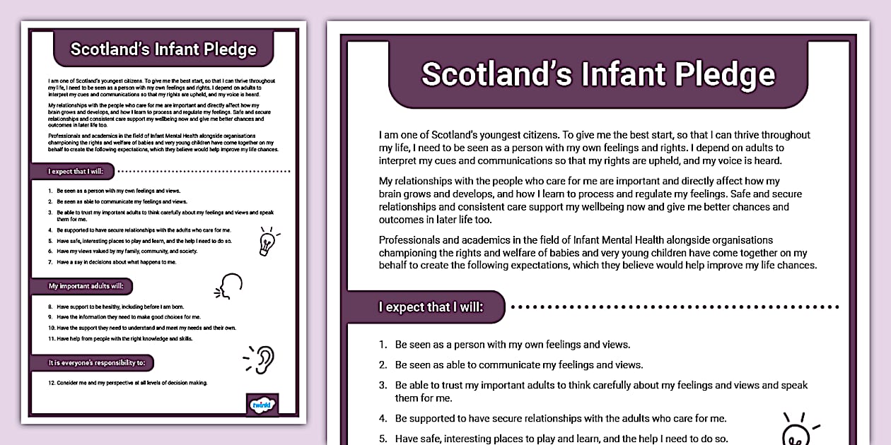 Scotland's Infant Pledge Display Poster (teacher made)