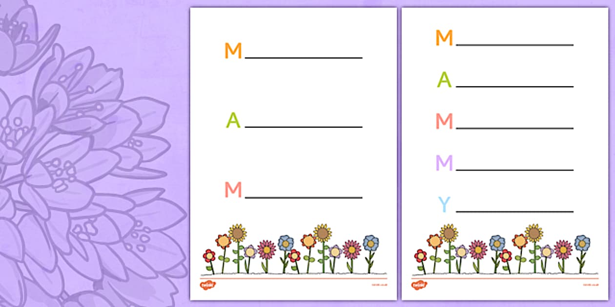 Mother's Day Acrostic Poem Sheets Flowers Irish