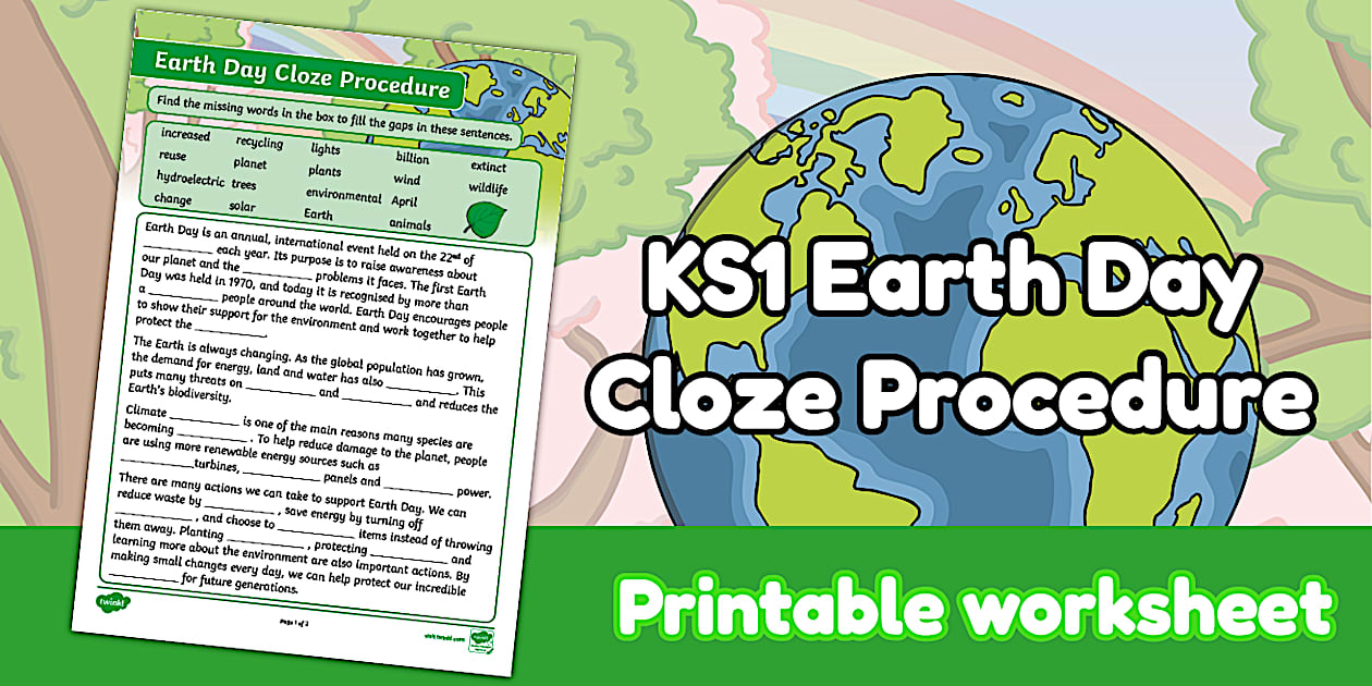 * NEW * KS1 Earth Day Cloze Procedure