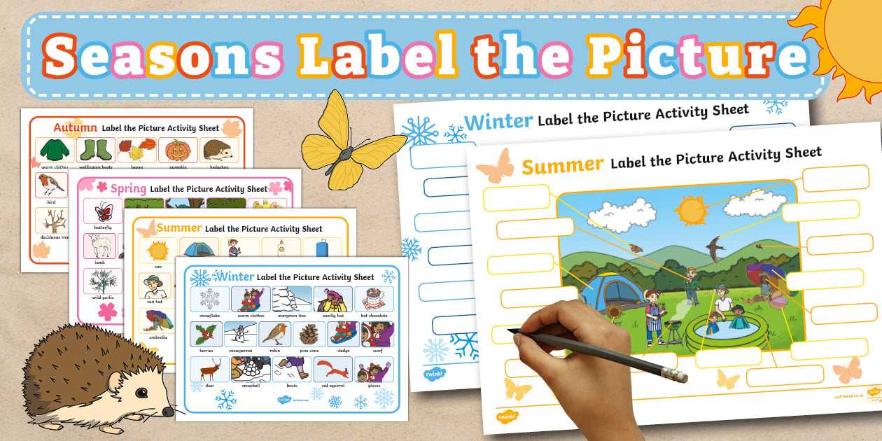 Seasons Label the Picture Activity Sheet Pack (teacher made)