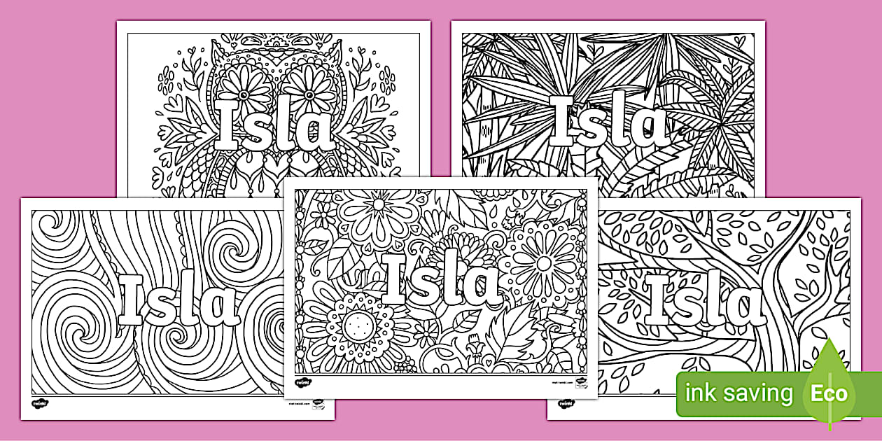 Isla Mindfulness Name Colouring Activity for Kids | Twinkl