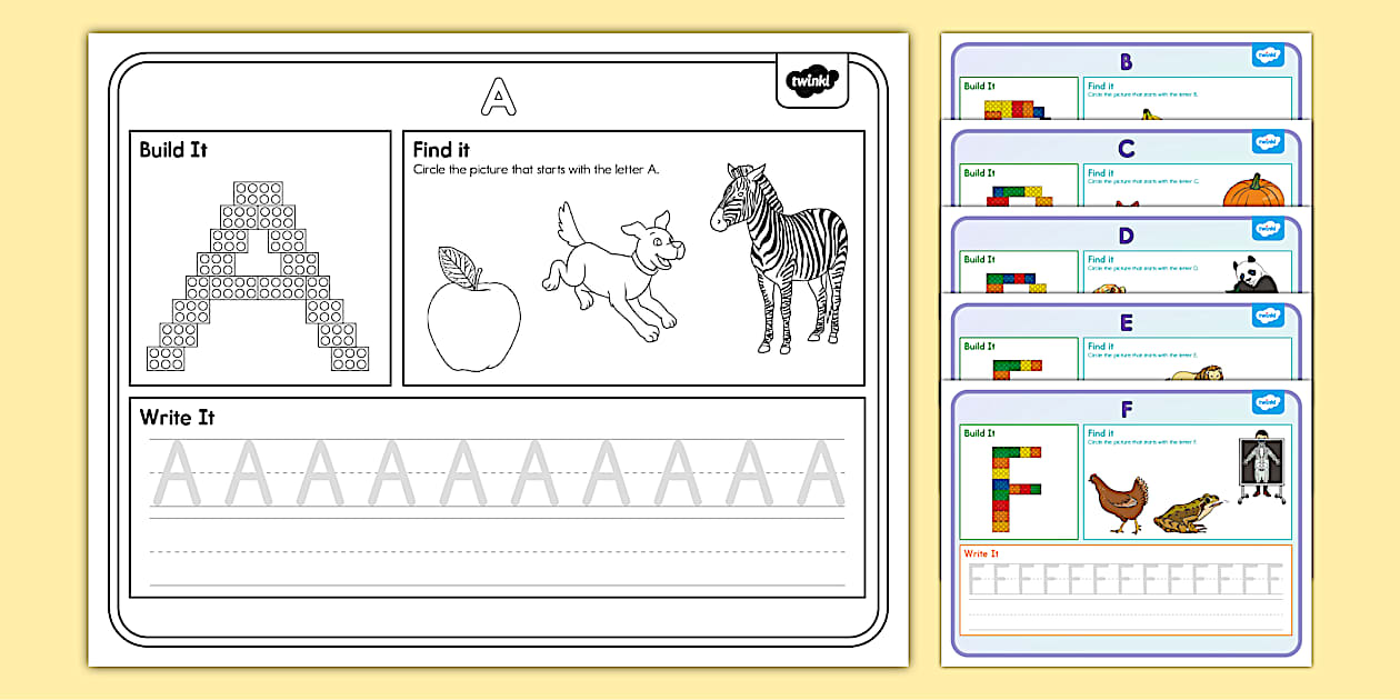 Uppercase Letters Building Blocks Activity Mats - Twinkl