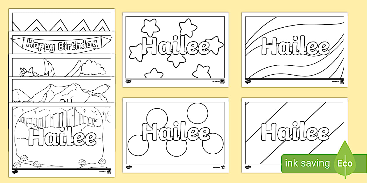 Hailee Name Simple Colouring Activity Sheets | Twinkl Sheets